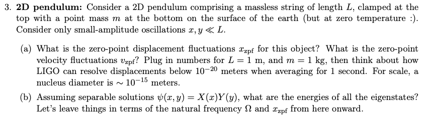 3. 2D pendulum: Consider a 2D pendulum comprising a | Chegg.com