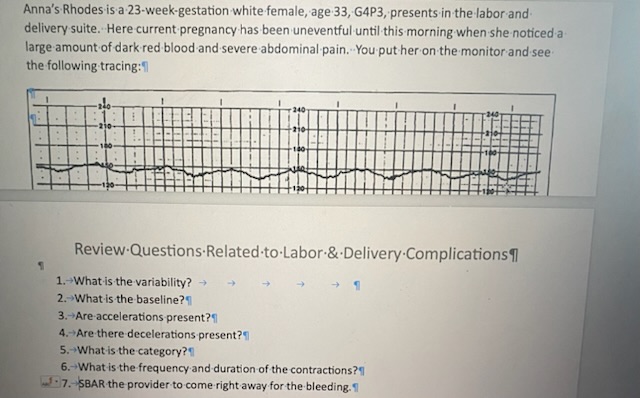 Solved Anna's Rhodes is a 23 -week-gestation white female, | Chegg.com