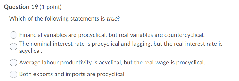 Solved Question 19 (1 point) Which of the following | Chegg.com