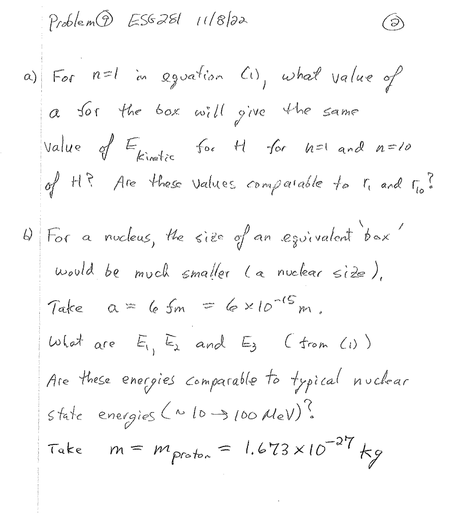 Solved Problem (9) Particle in a box (quantum version) | Chegg.com