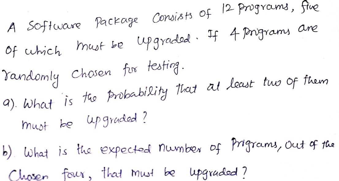 Solved A software package consists of 12 programs, fine of | Chegg.com