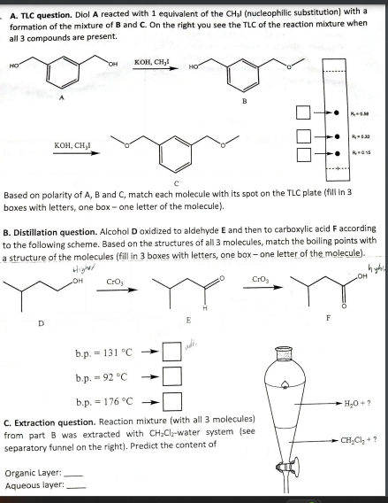Solved A. TLC question. Diol A reacted with 1 equivalent of | Chegg.com