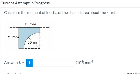 Solved Current Attempt in Progress Calculate the moment of | Chegg.com