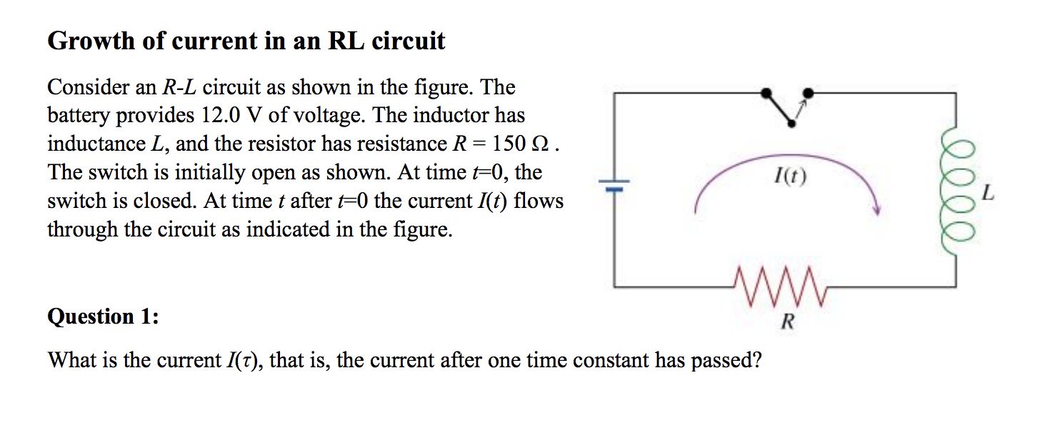Solved Growth of current in an RL circuit Consider an R-L | Chegg.com