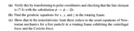 Solved [A] Rotating Frames The line element offlat spacetime | Chegg.com