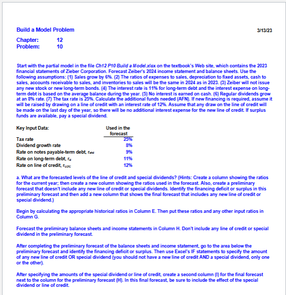 Solved Build a Model ProblemChapter: 12Problem: 10Start with | Chegg.com