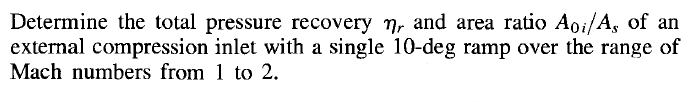 Solved Determine the total pressure recovery nr and area | Chegg.com