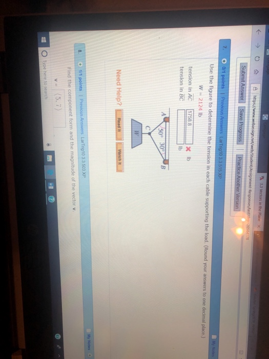 Solved Use the figure to determine the tension in each cable | Chegg.com