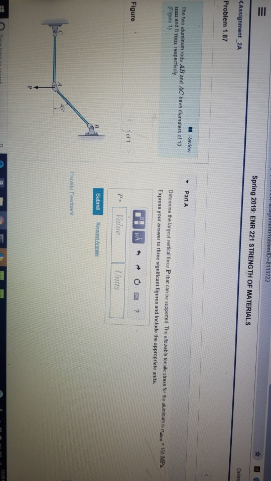 Solved 8113722 Spring 2019: ENR 221 STRENGTH OF MATERIALS | Chegg.com