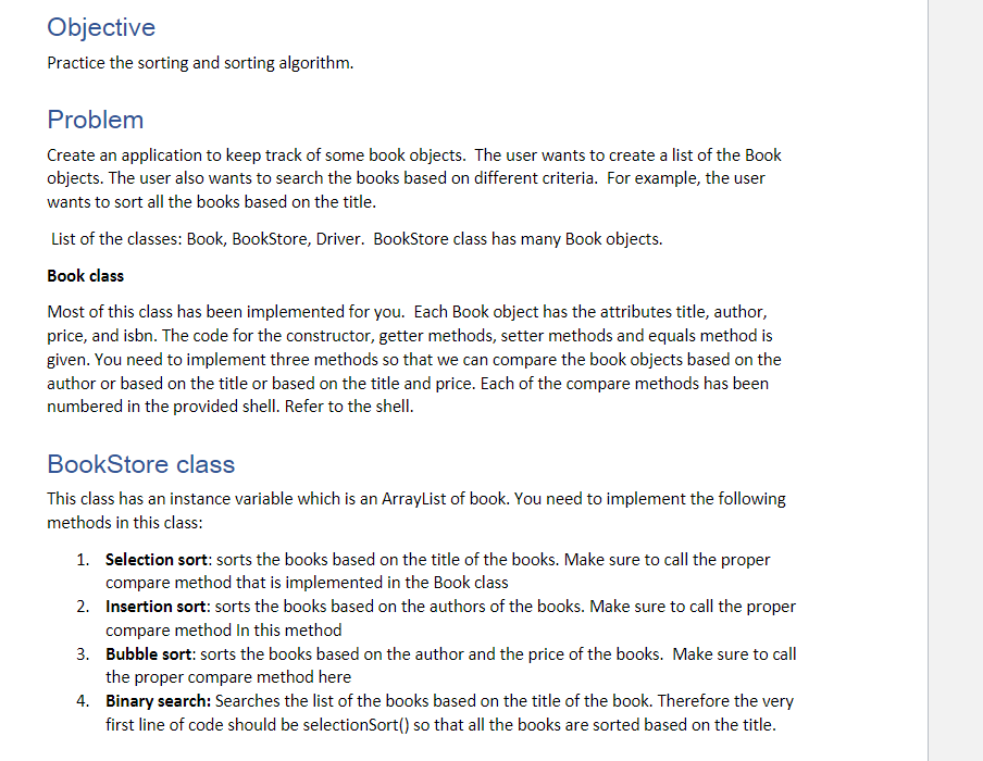 Solved Objective Practice the sorting and sorting algorithm. | Chegg.com