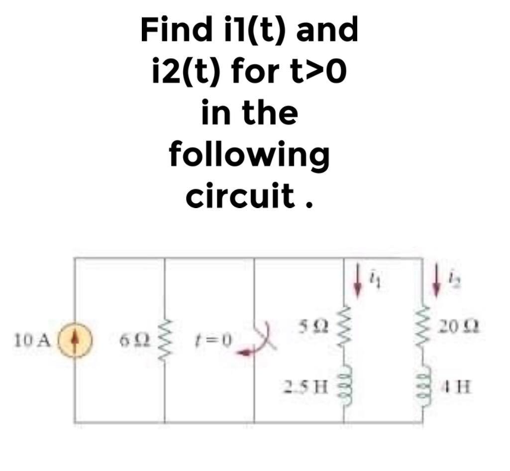 Solved Find i1(t) and i2( t ) for t>0 in the following | Chegg.com