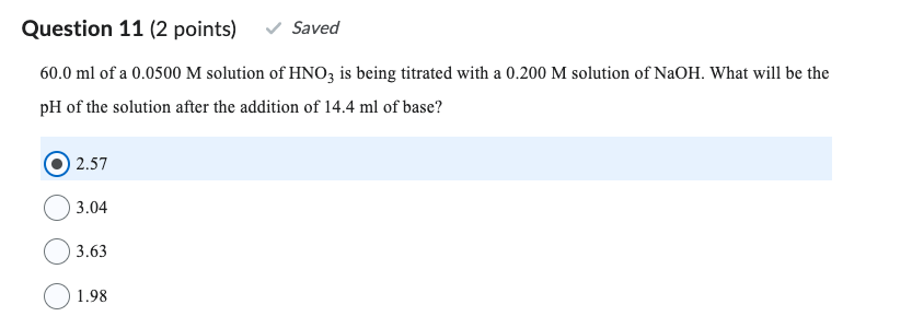 Solved 60.0ml of a 0.0500M solution of HNO3 is being | Chegg.com