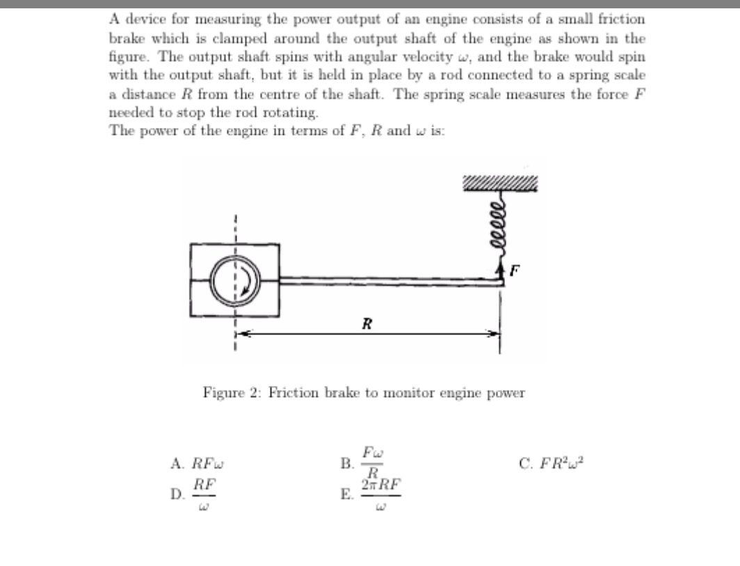 Solved A device for measuring the power output of an engine | Chegg.com