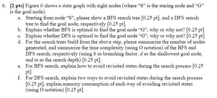 Solved 6. [2 pts] Figure 6 shows a state graph with eight | Chegg.com