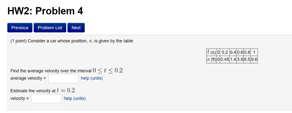 Solved HW2: Problem 4 Previous Problem List Next 1 point) | Chegg.com