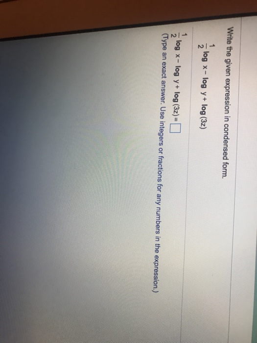 Solved Write the given expression in condensed form. log x- | Chegg.com