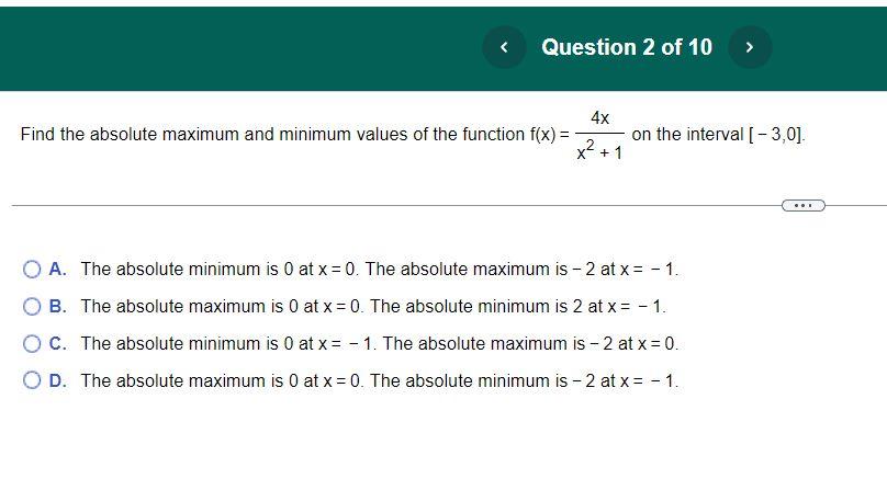 Solved Find the absolute maximum and minimum values of the | Chegg.com