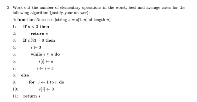 Solved 3. Work out the number of elementary operations in | Chegg.com
