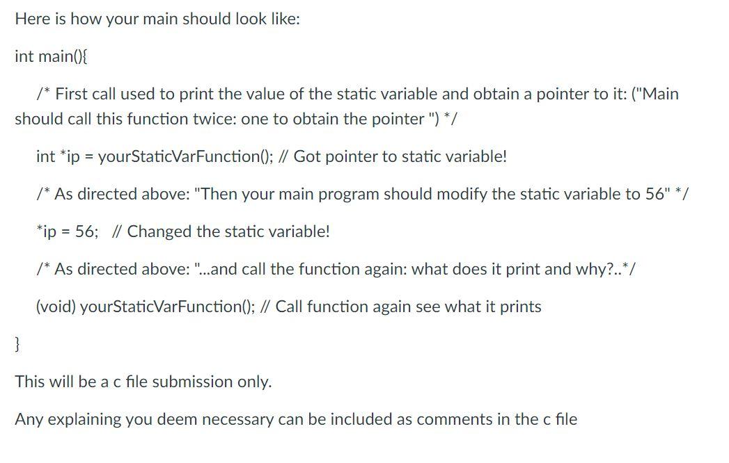 Solved Write a small C program with one function that | Chegg.com