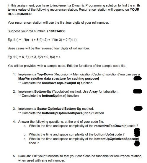 Solved In this assignment, you have to implement a Dynamic | Chegg.com