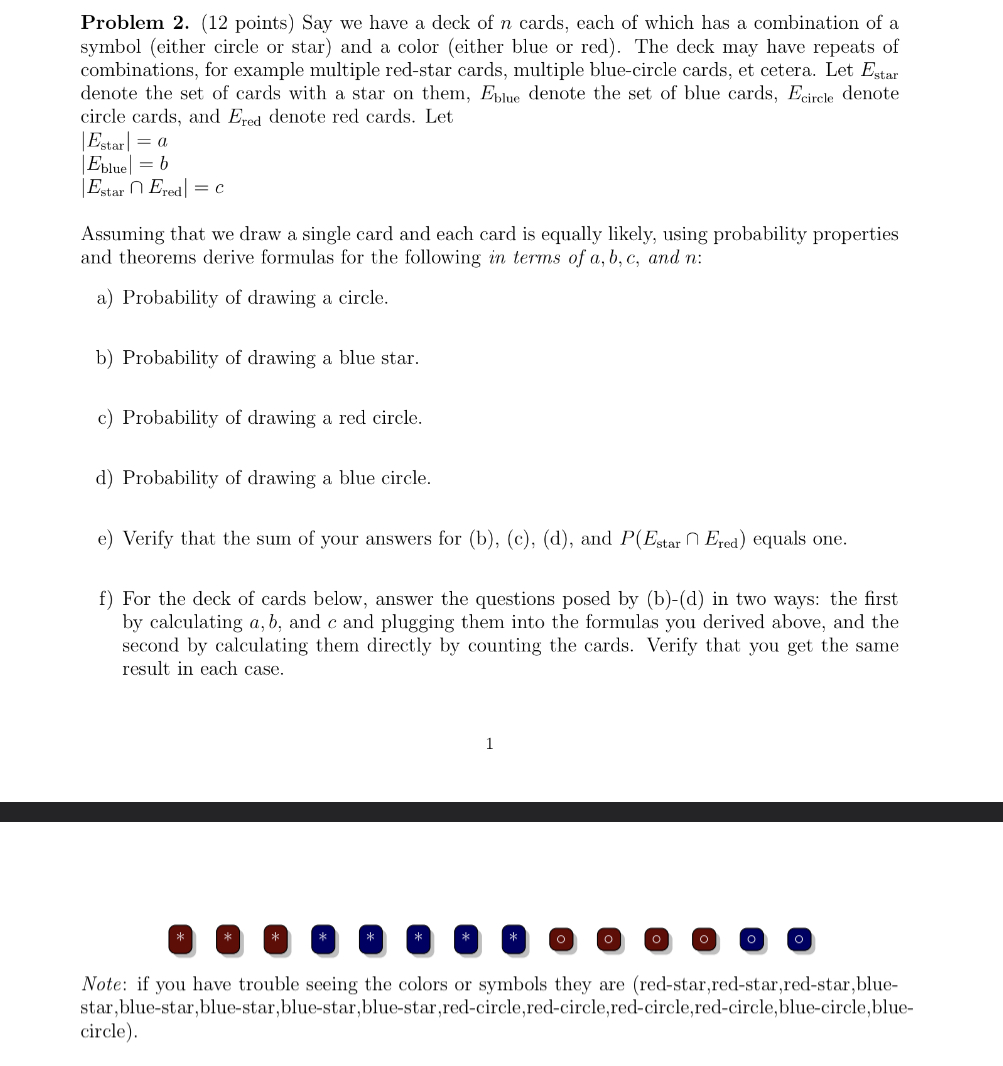 Solved Problem 2. (12 points) Say we have a deck of n cards, | Chegg.com