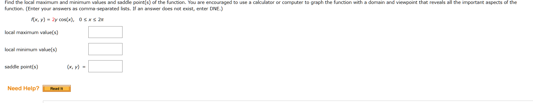 Solved function. (Enter your answers as comma-separated | Chegg.com