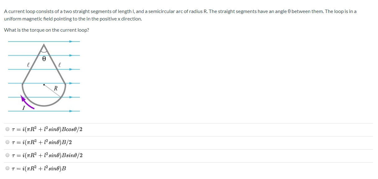 Solved A current loop consists of a two straight segments of | Chegg.com