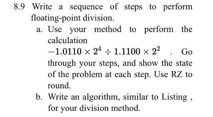 Solved 8.9 Write a sequence of steps to perform | Chegg.com