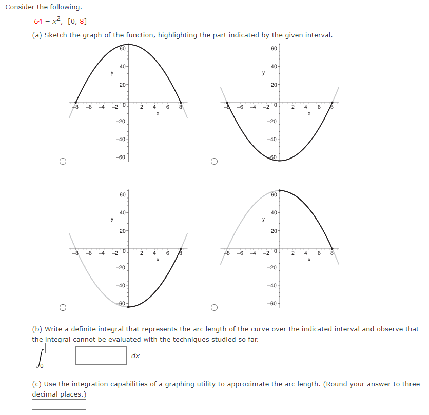Solved Find the arc length of the graph of the function over | Chegg.com
