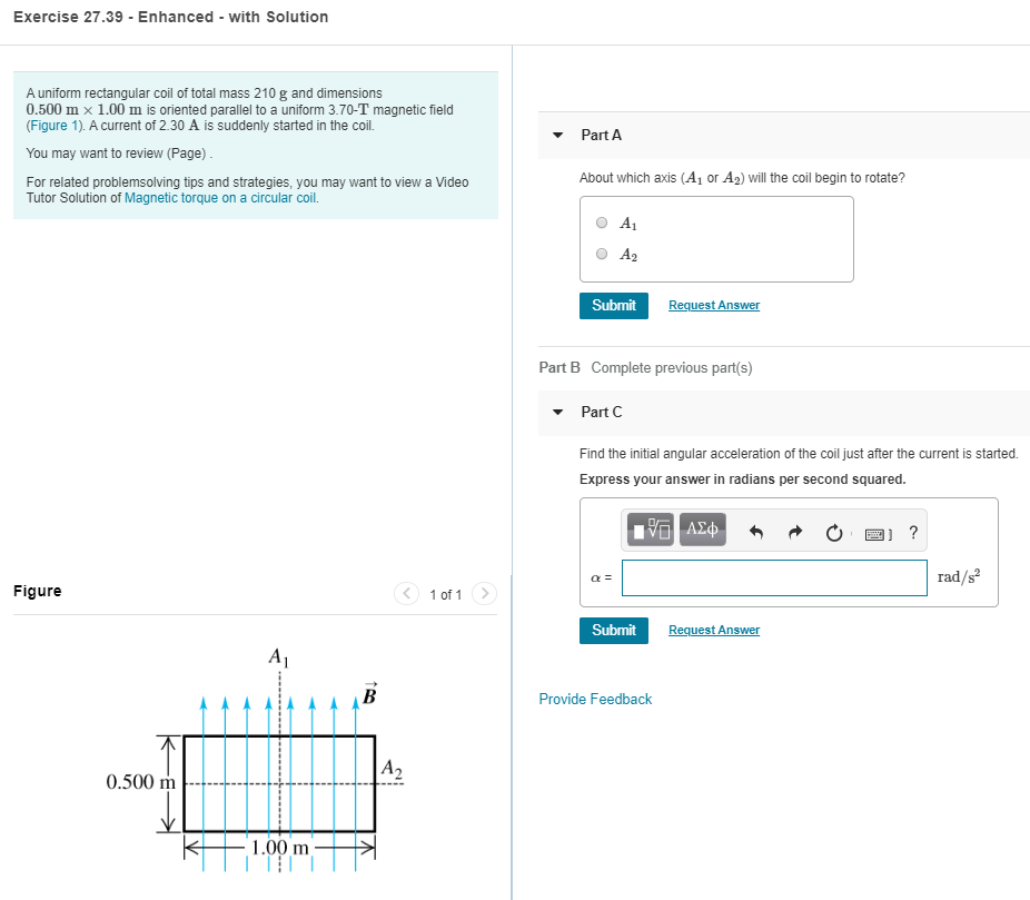 Solved Exercise 27.39 - Enhanced - with Solution Part A A | Chegg.com