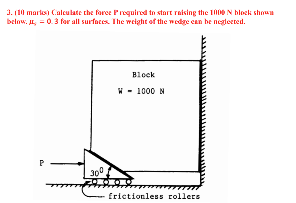 Solved 3. (10 marks) Calculate the force P required to start | Chegg.com