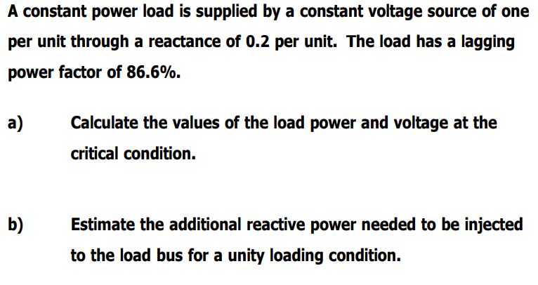 Solved A constant power load is supplied by a constant | Chegg.com