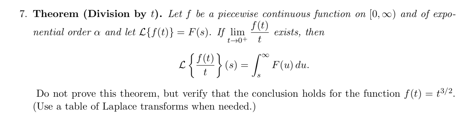 Solved Let f be a piecewise continuous function on [0, ∞) | Chegg.com