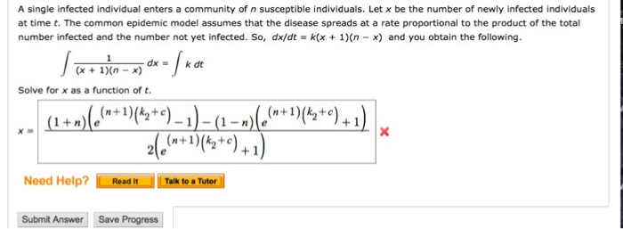 Solved A single infected individual enters a community of n | Chegg.com