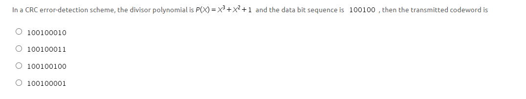 Solved In A Crc Error Detection Scheme The Divisor 6538