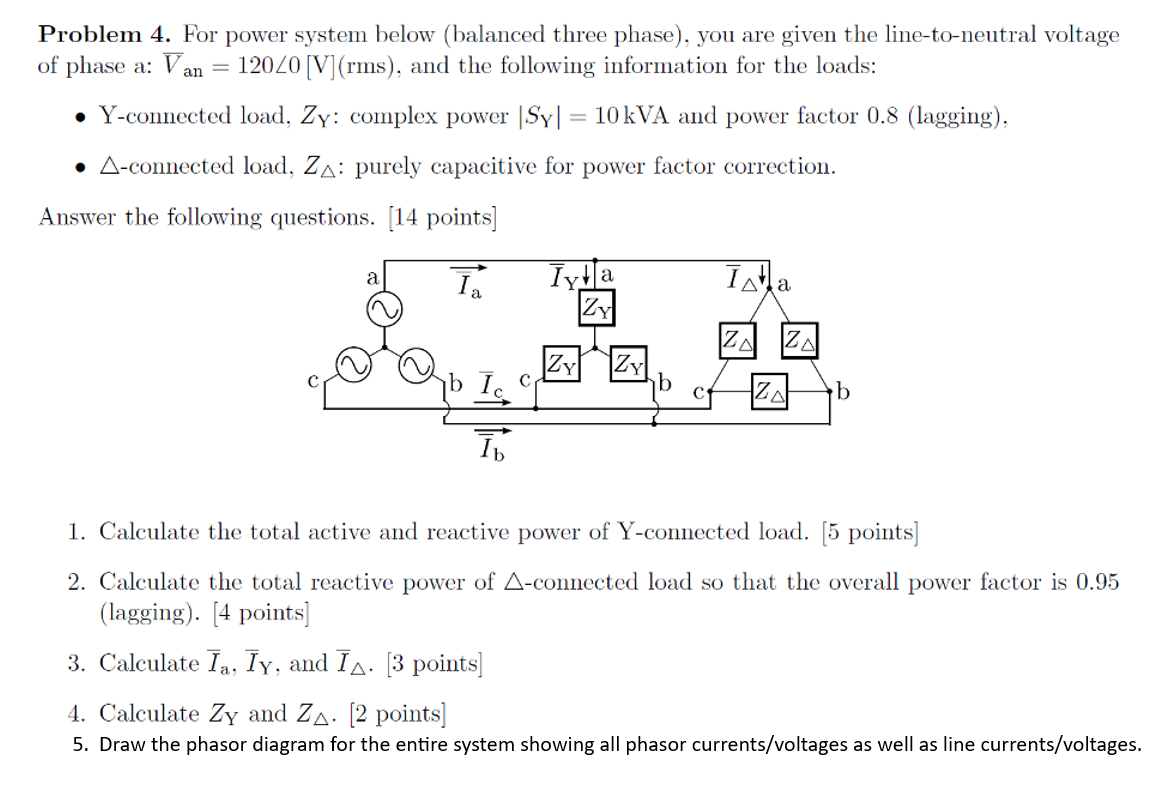 Solved Problem 4. For power system below (balanced three | Chegg.com
