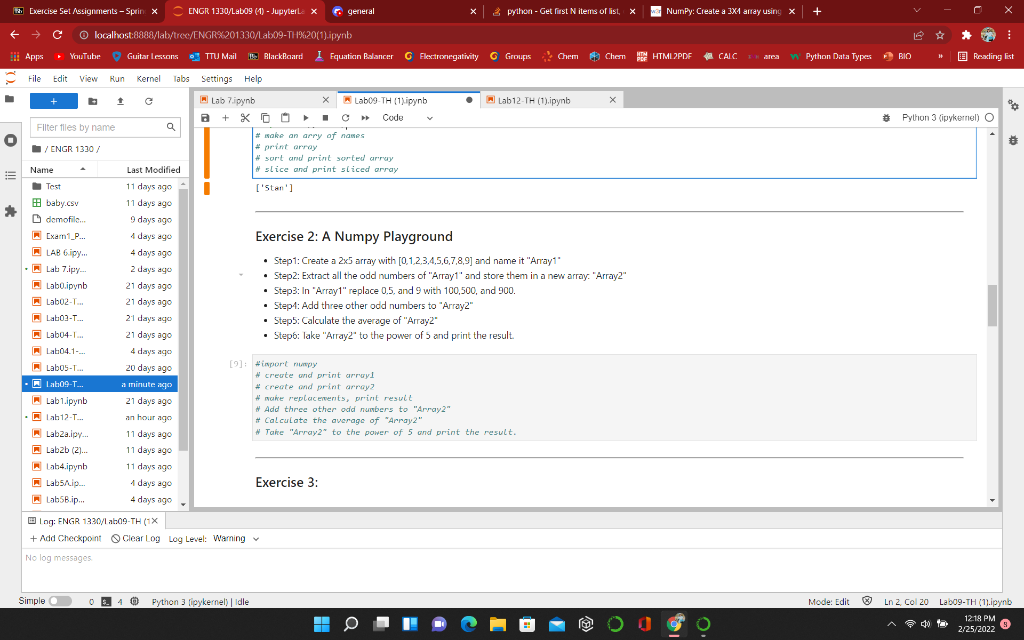 Solved question 2 #import numpy # create and print array1 # | Chegg.com