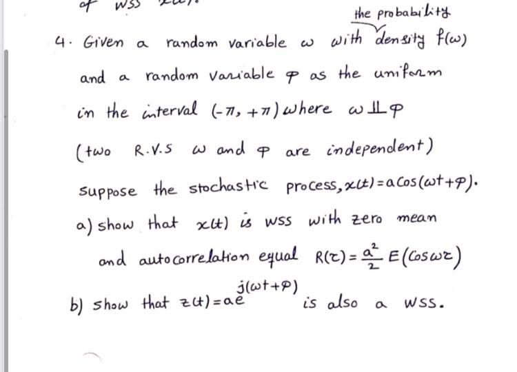 Solved of the probability 4. Given a random Variable w with | Chegg.com