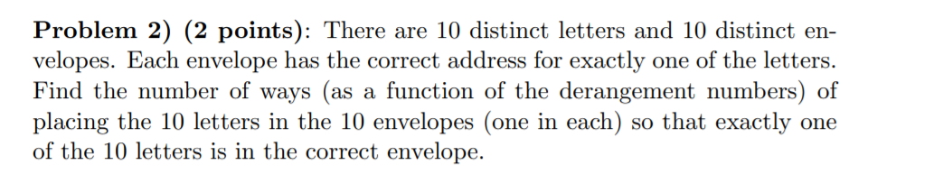 Solved Problem 2) (2 points): There are 10 distinct letters | Chegg.com
