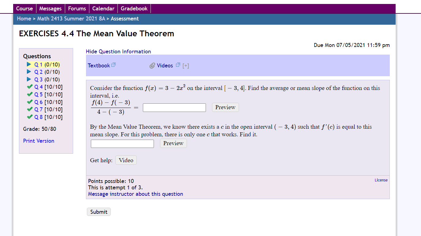 Solved Consider the function f(x)=3-2x^2 on the interval | Chegg.com