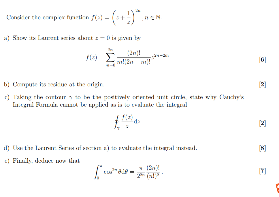 Solved 2n Consider the complex function f(z) = 1 2+- a) Show | Chegg.com