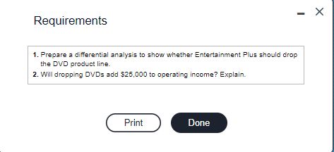 Solved Requirements 1. Prepare a differential analysis to | Chegg.com