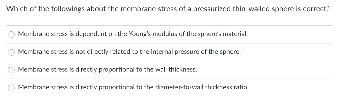 Solved Which of the followings about the membrane stress of | Chegg.com