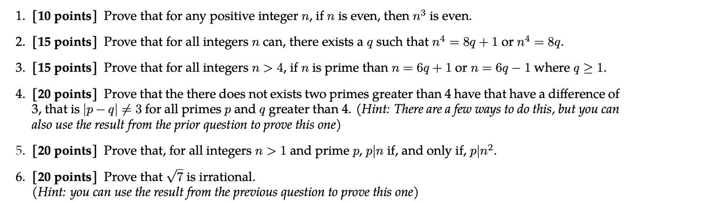 Solved 1. [10 points] Prove that for any positive integer n, | Chegg.com