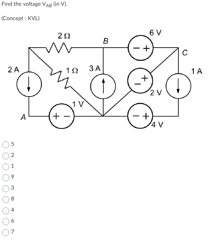 Solved Find the voltage VAB( in V). (Concept : KVL) | Chegg.com