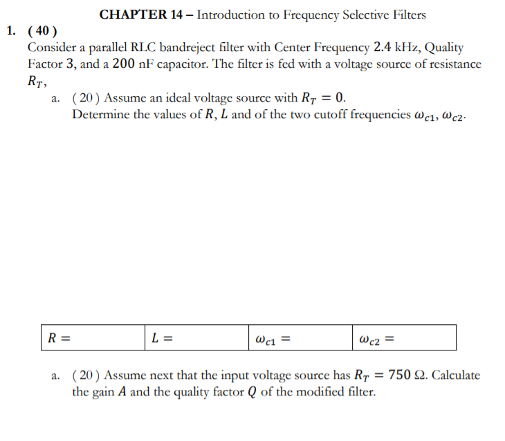 Solved CHAPTER 14 - Introduction to Frequency Selective | Chegg.com