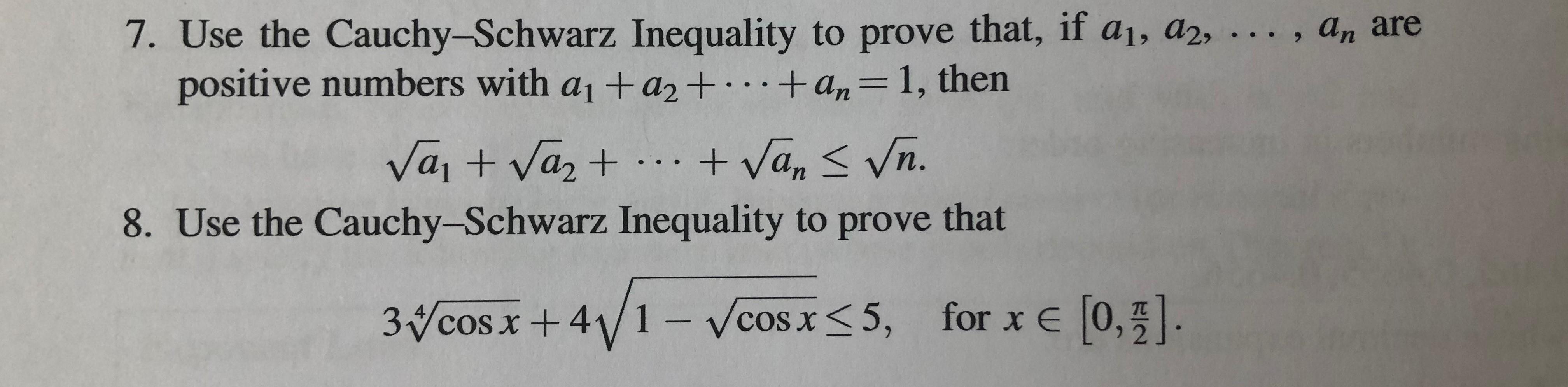 Solved 7. Use the Cauchy-Schwarz Inequality to prove that, | Chegg.com