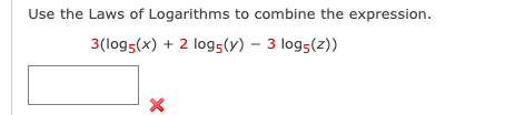 Solved Use the Laws of Logarithms to combine the expression. | Chegg.com