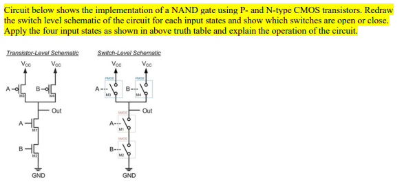 Solved Circuit below shows the implementation of a NAND gate | Chegg.com