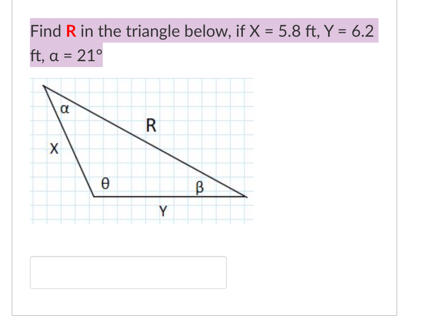 Solved Find R ﻿in the triangle below, if | Chegg.com